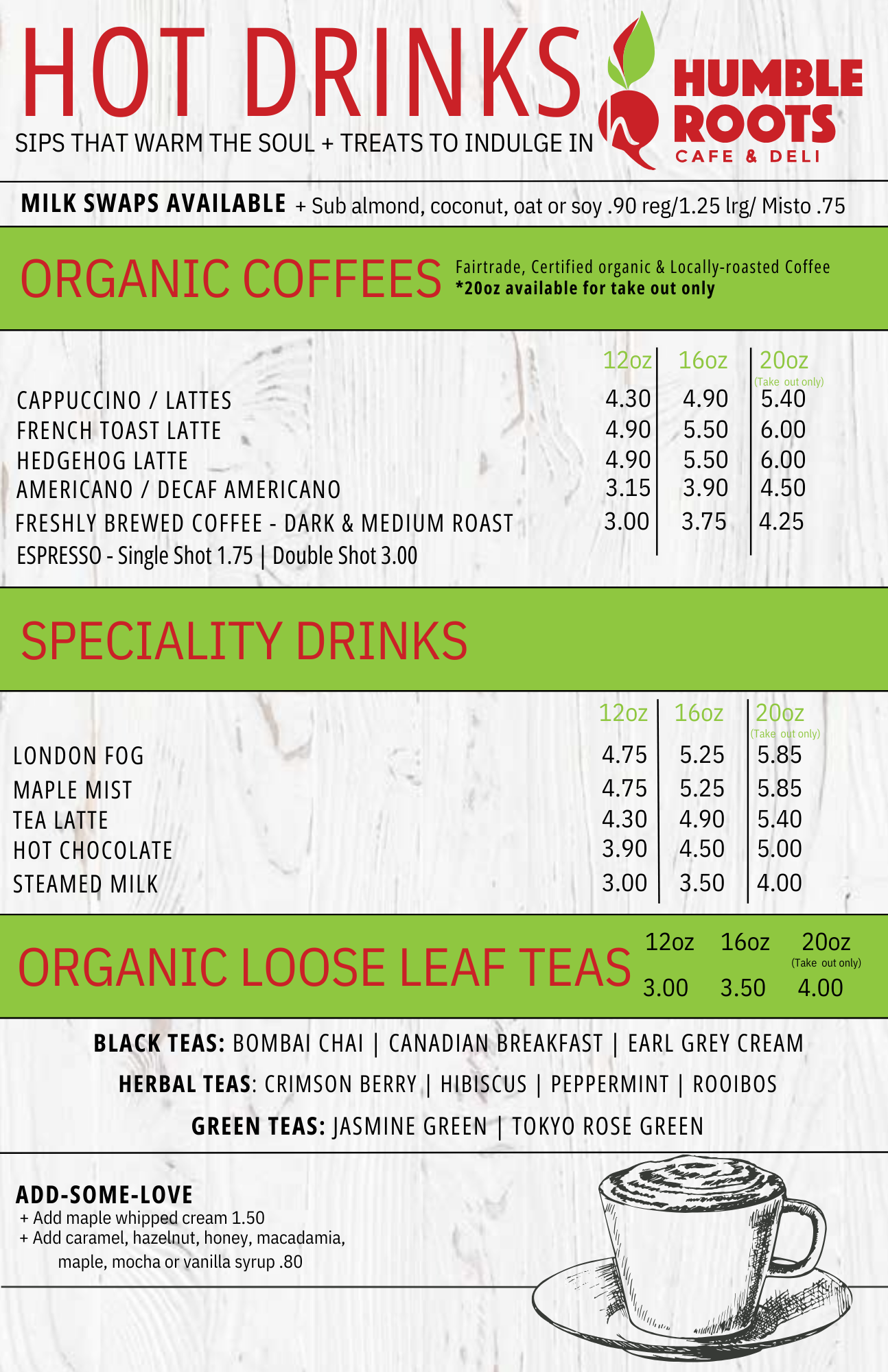 Menus – Humble Roots Cafe & Deli