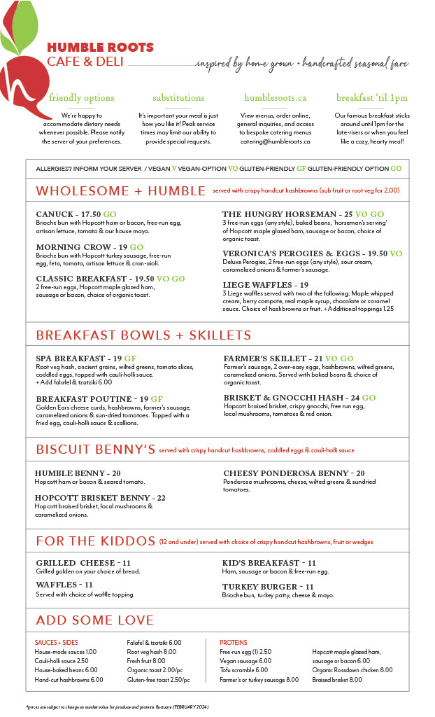 Menus – Humble Roots Cafe & Deli