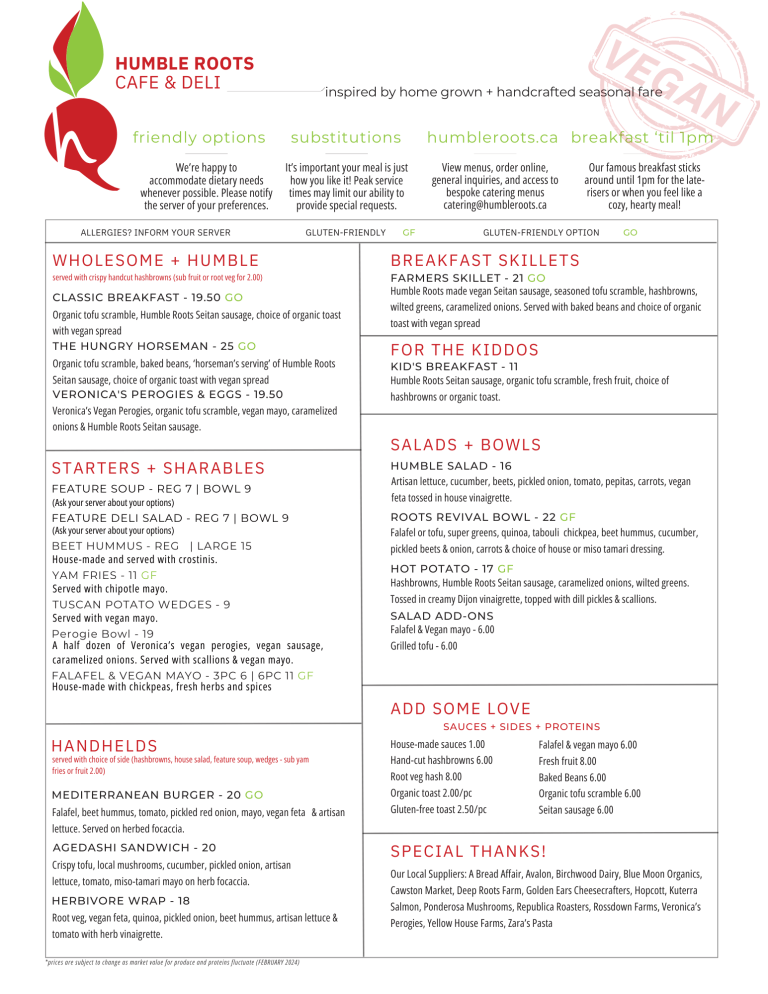 Menus – Humble Roots Cafe & Deli